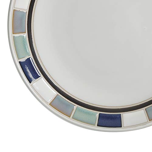 Gibson Elite Casa Blanca Round Reactive Glaze Stoneware Dinnerware Set, Service for 4 (16pcs), White/Blue