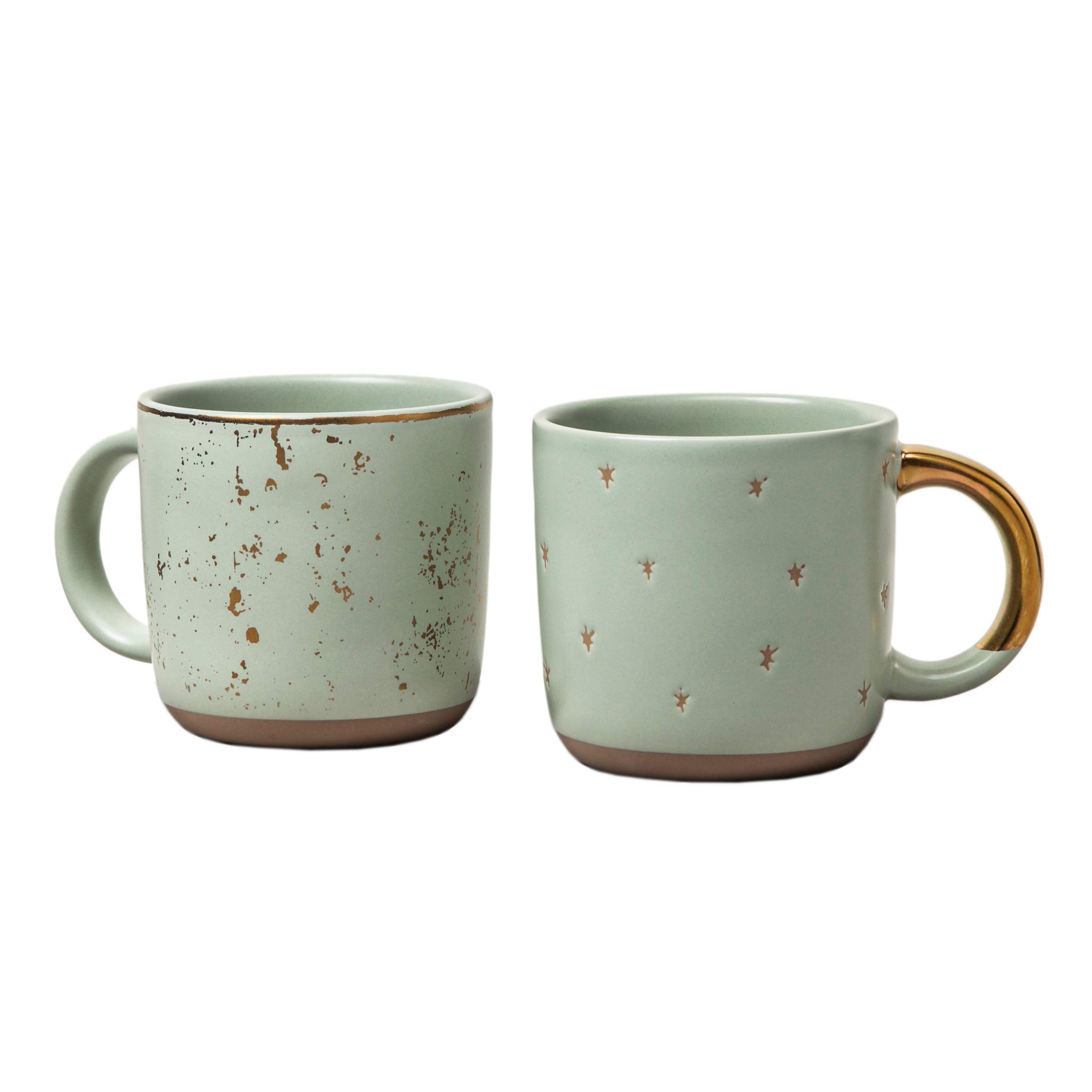 Hearth and Hand Magnolia Stoneware Mini Coffee Mug Speckled Light Green, 2-Piece Set (1)