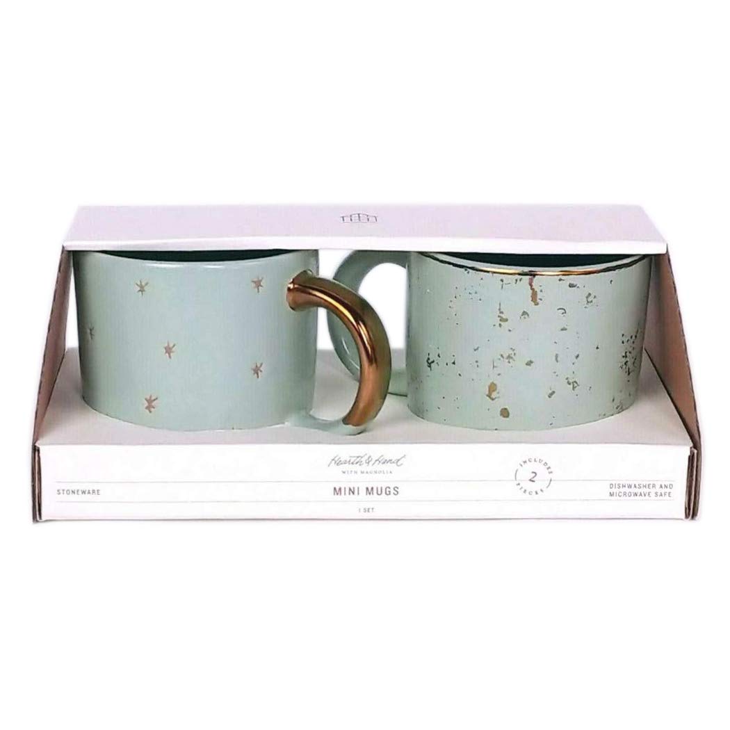 Hearth and Hand Magnolia Stoneware Mini Coffee Mug Speckled Light Green, 2-Piece Set (1)