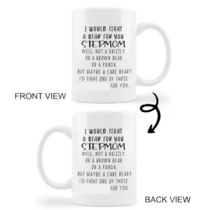 kunlisa Best Stepmom Gift Mug Cup,I Would Fight a Bear for You Stepmom Ceramic Mug-11oz Coffee Milk Tea Mug Cup,Stepmom Stepmother Mother-in-Law Birthday Mother's Day Gifts from Stepdaughter Stepson