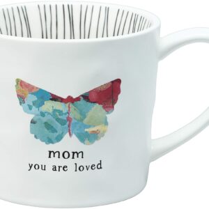 Pavilion - Mom You Are Loved - 16 Oz Debossed Butterfly Rainbow Stripe Coffee Cup Mug