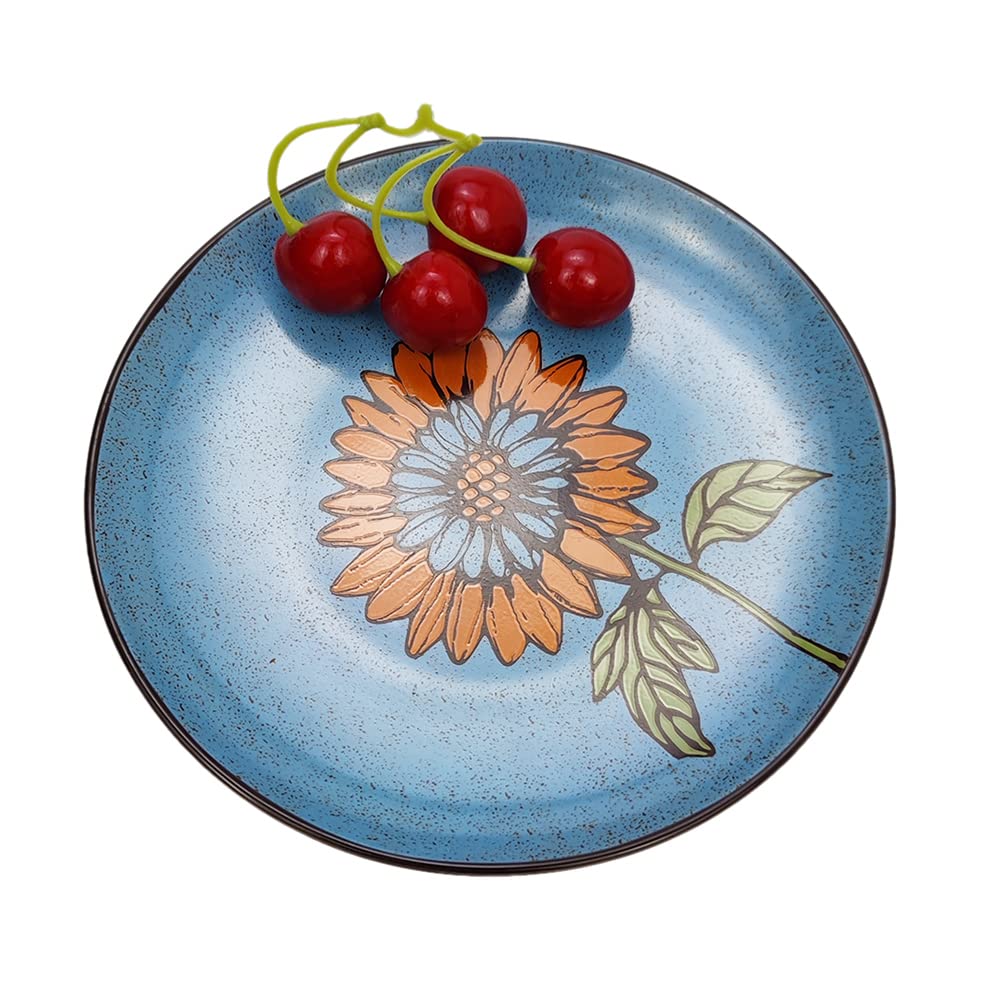 Bicuzat 6-Inch Porcelain Snack Plate, Banquet Dessert Plate, Flower and Bird Pattern, Set of 4