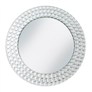 chargeit by jay framed charger large decorative mirror glass service plate for home & professional fine dining events, dinner parties, catering & weddings, round, 13", beads