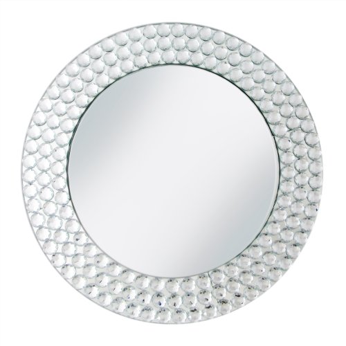 ChargeIt by Jay Framed Charger Large Decorative Mirror Glass Service Plate for Home & Professional Fine Dining Events, Dinner Parties, Catering & Weddings, Round, 13", Beads