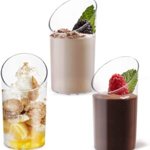 QX 75ml Clear Round Dessert Cups with Spoons Plastic Dessert Cake Snack Bowl Disposable Ice Cream Dessert Bowls Dessert Cups Tasting Sample Cup Serving Salad Bowl Party Favor Cups,Pack of 24