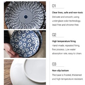 Gegong 12 inch Fish Plate Blue and White Porcelain Dish Serving Plate Floral Dinner Shallow Plate Appetizer Salad Dessert Snack Plate (Tang Grass)