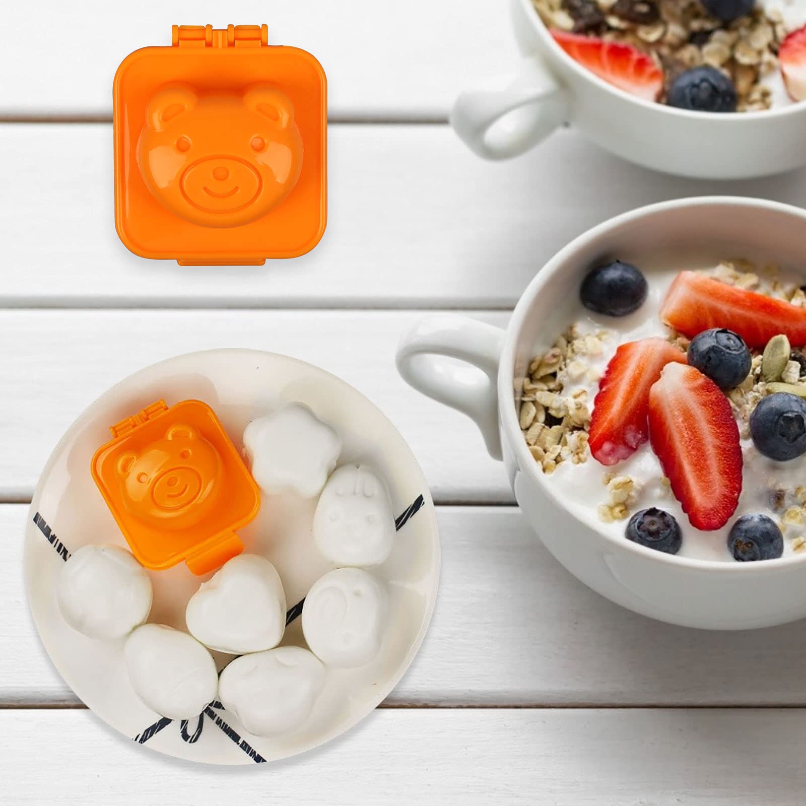 10 PCS Rice Ball Molds Egg Sushi Rice Mold Non-Stick Rice Ball Maker Shake Rice Ball Maker Mold Include 2 PCS Rice Ball Mold Shaker and 6 PCS Animal Boiled Egg Rice Sushi Molds for Beginner Kid-1