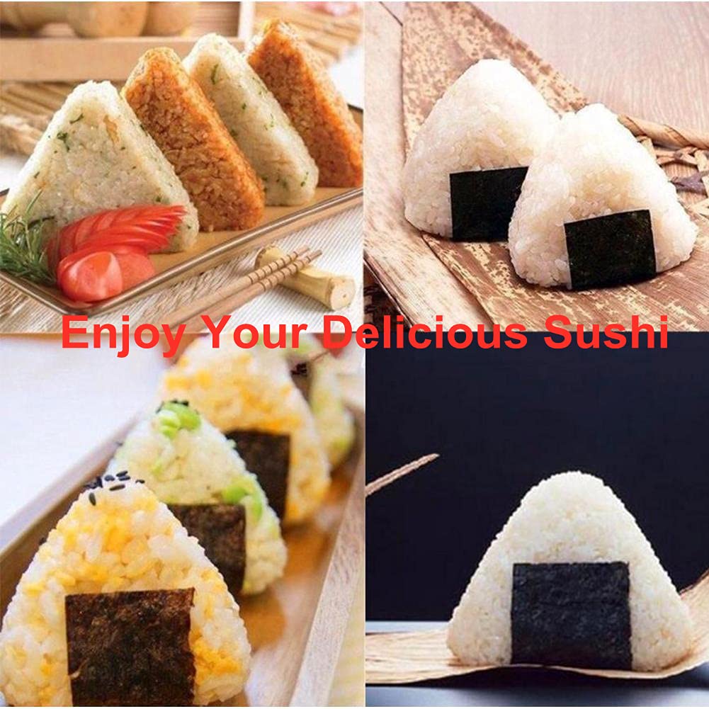 HiYi Triangle Onigiri Sushi Mold Press Molds Non Stick Sushi Making Kit 1 Each Large & Small DIY Rice Ball Maker Mold Sets, Sushi Bento Nori Seaweed Kitchen Rice Ball Mold DIY Kitchen Gadget, Pink