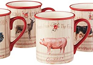 Certified International Famhouse 16 oz. Mugs,Set of 4 Assorted Designs