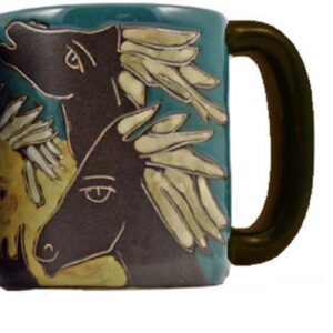 Mara Stoneware Collection - 16 Ounce Ceramic Coffee/Tea Cup Collectible Dinner Mugs - Mexican Pottery Horse Design