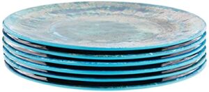 certified international radiance teal melamine 8.5"salad/dessert plate, medium, multicolor, set of 6