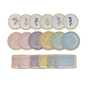 karaca botanica 18-piece breakfast service table service, stoneware crockery set, unique design, practical, serving plates, cake plate, boat plate