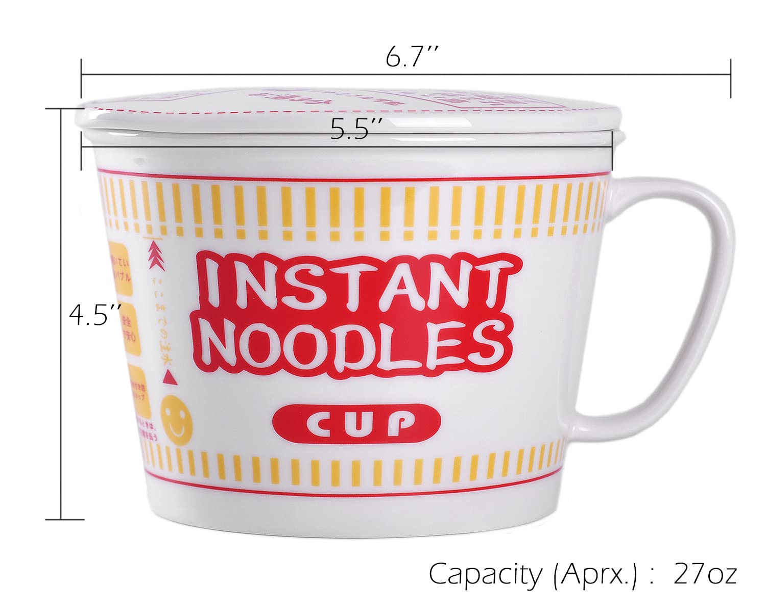 WHJY 27 oz Ceramic Modern Instant Noodles Bowl Cup Mug, Large Ramen Bowl with Handle & Lid, Ceramic Ramen Bowl, Soup Bowl, Instant Ramen Bowl, Ramen Bowls, Pasta Bowl - Red