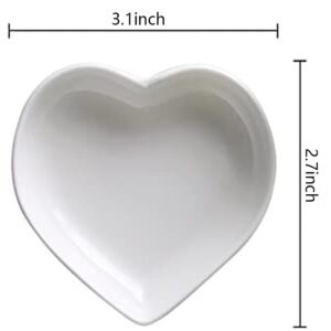 qqqqqq Ceramic Heart-shaped White Multipurpose Sauce Dish Seasoning Dishes Sushi Dipping Bowl Appetizer Plates Serving Dish Saucers Bowl(Set of 4)