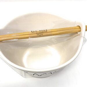 Rae Dunn RAMEN Japanese Styple Soup Bowls with Chopticks Ceramic Set of Two