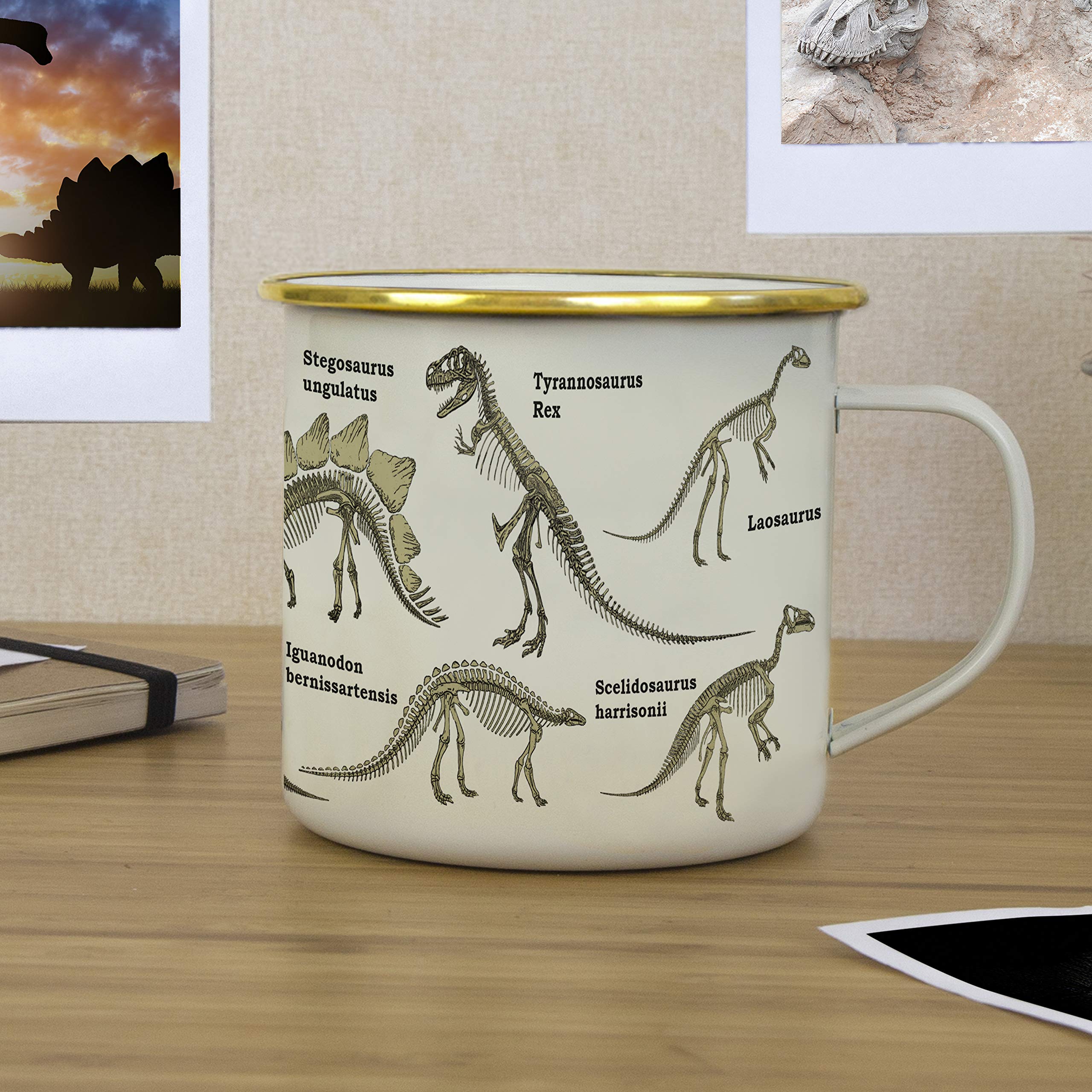 Gift Republic Dinosaur Enamel-Mug, 1 Count (Pack of 1), Multi, 500ml