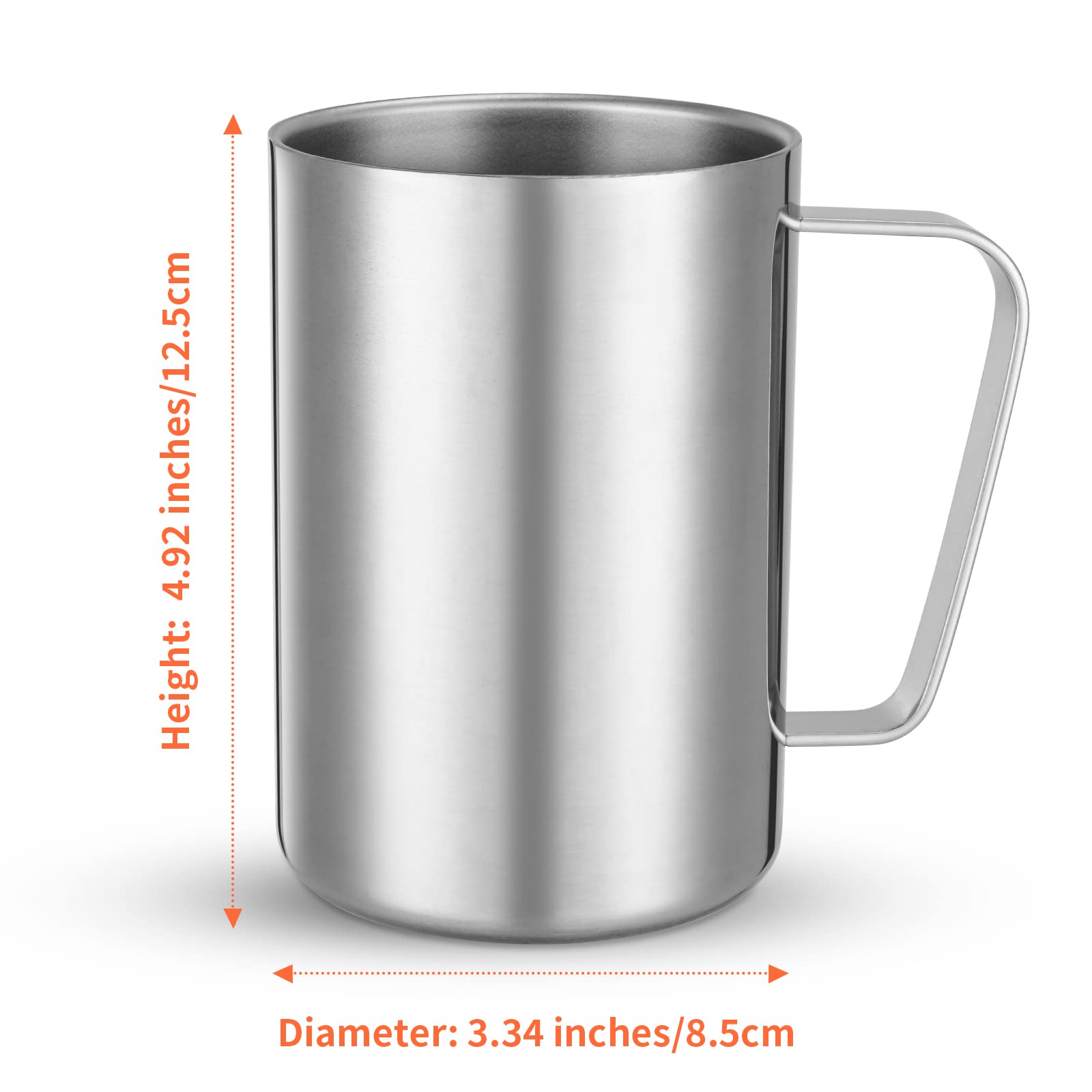 Bidponds 2 Pcs 16.9oz/500ml Stainless Steel Mug, Camping Mug, Double Wall Vacuum Insulated Mug, Suitable for Coffee, Milk,Juice,Tea and other Cold or Hot Drinks