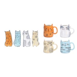 bico cartoon cat stoneware dinnerware set, including appetizer plates & mugs set