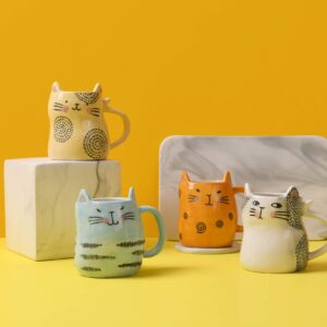 Bico Cartoon Cat Stoneware Dinnerware Set, Including Appetizer Plates & Mugs Set