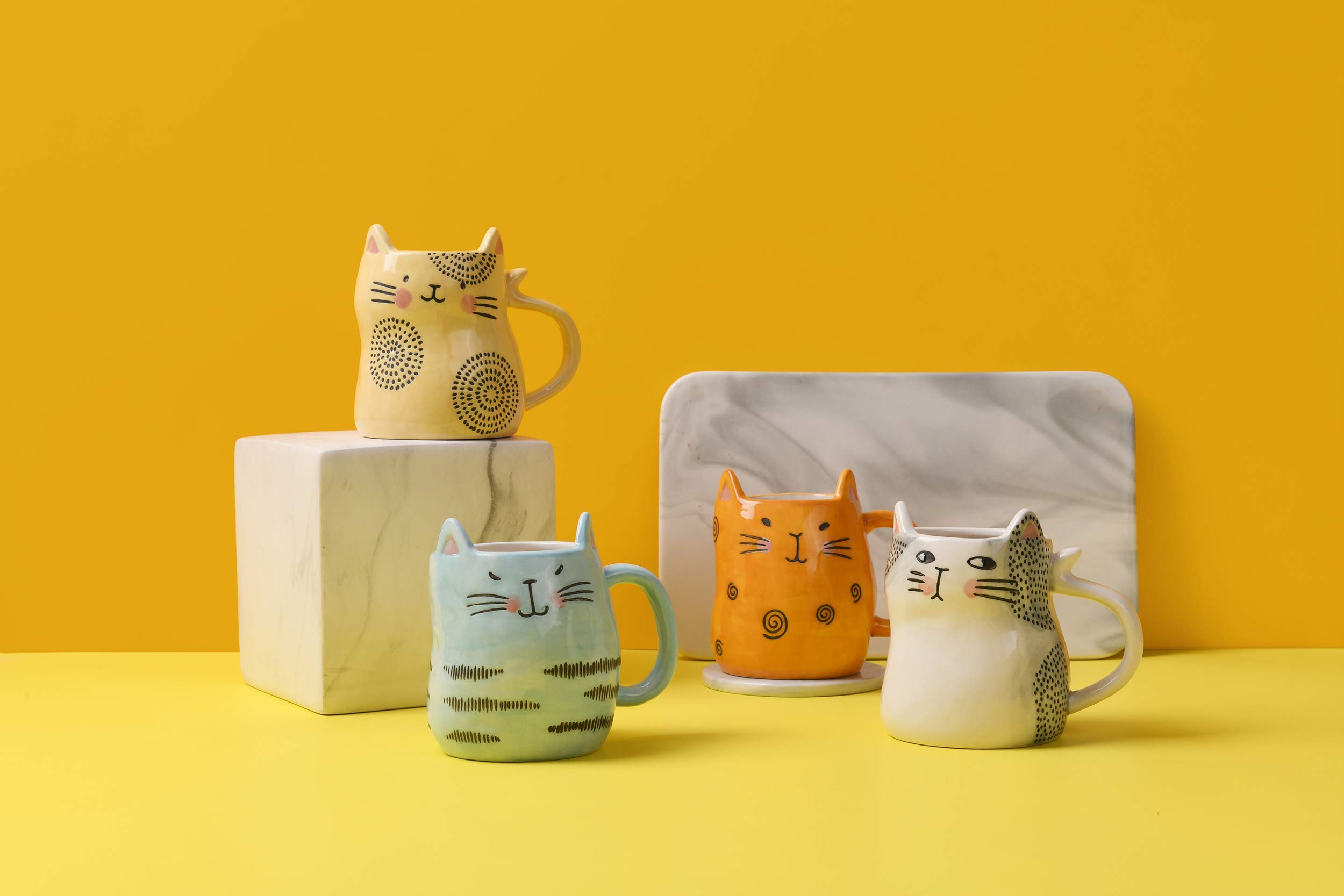 Bico Cartoon Cat Stoneware Dinnerware Set, Including Appetizer Plates & Mugs Set