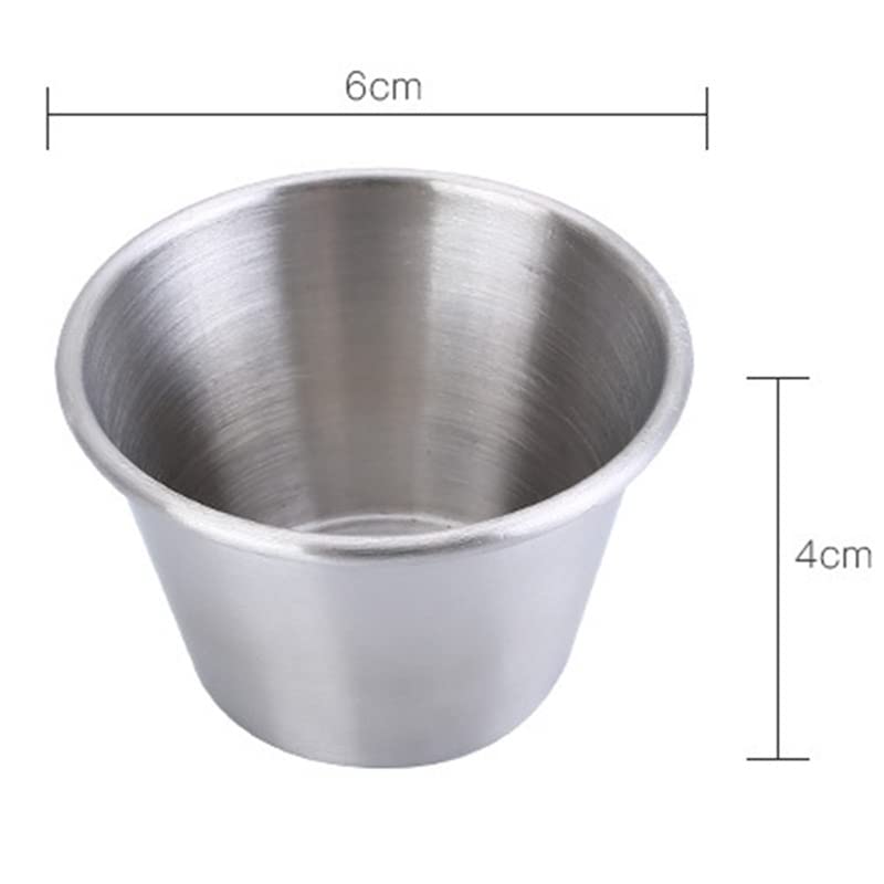 Raitron 4pcs Stainless Steel Sauce Cup Condiment Ketchup Dipping Bowl Seasoning Dish Appetizer Plates Container Kitchen Tools