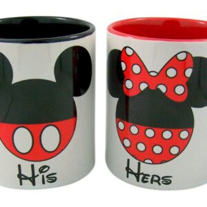 Needzo His and Hers Mickey and Minnie Couples Coffee Mug Cup, Set of 2