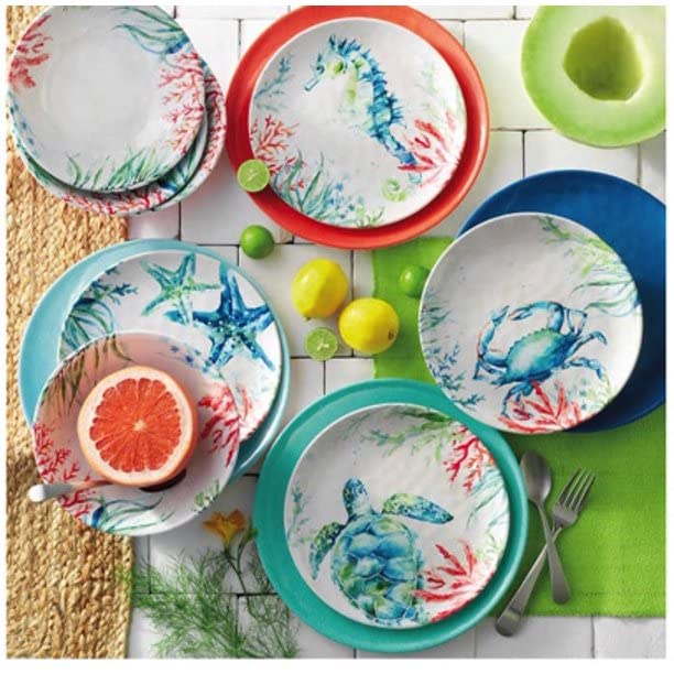 Melamine Sea Life 12-Piece Sealife Dinnerware Set