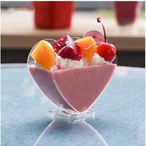 Healthcom 50 Packs 80ml Clear Mousse Dessert Cups Heart-Shaped Cake Cups Disposable Ice Cream Dessert Bowls Tasting Sample Cup Salad Sundae Pudding Cups Plastic Tableware Supplies for Party Wedding