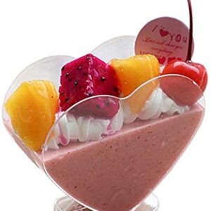 Healthcom 50 Packs 80ml Clear Mousse Dessert Cups Heart-Shaped Cake Cups Disposable Ice Cream Dessert Bowls Tasting Sample Cup Salad Sundae Pudding Cups Plastic Tableware Supplies for Party Wedding