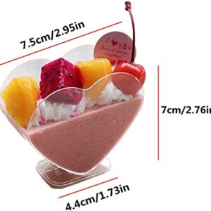 Healthcom 50 Packs 80ml Clear Mousse Dessert Cups Heart-Shaped Cake Cups Disposable Ice Cream Dessert Bowls Tasting Sample Cup Salad Sundae Pudding Cups Plastic Tableware Supplies for Party Wedding