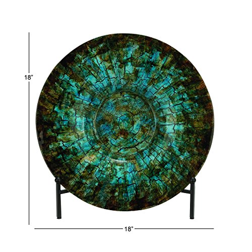 Deco 79 Glass Geometric Mosaic Inspired Charger with Stand, 18" x 18" x 2", Green