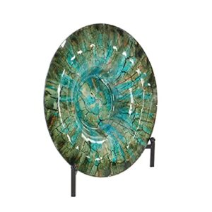 Deco 79 Glass Geometric Mosaic Inspired Charger with Stand, 18" x 18" x 2", Green