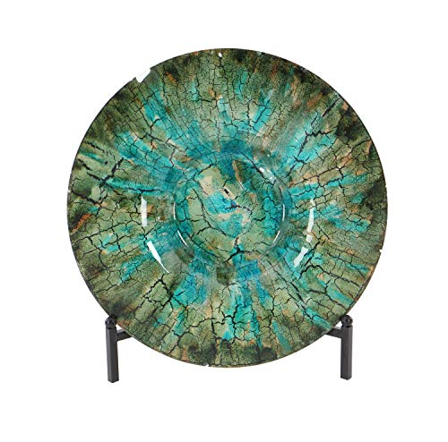 Deco 79 Glass Geometric Mosaic Inspired Charger with Stand, 18" x 18" x 2", Green