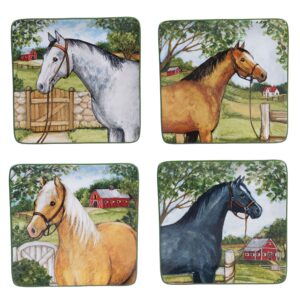 certified international clover farm 8.25" salad/dessert plates, assorted designs, multi colored, large, set of 4