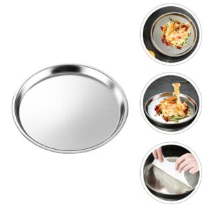 Stainless Steel Dinner Plate, Metal Dinner Dishes, 7 Inch Feeding Serving Camping Plates for Home Kichten, Outdoor Camping, Snack and BBQ