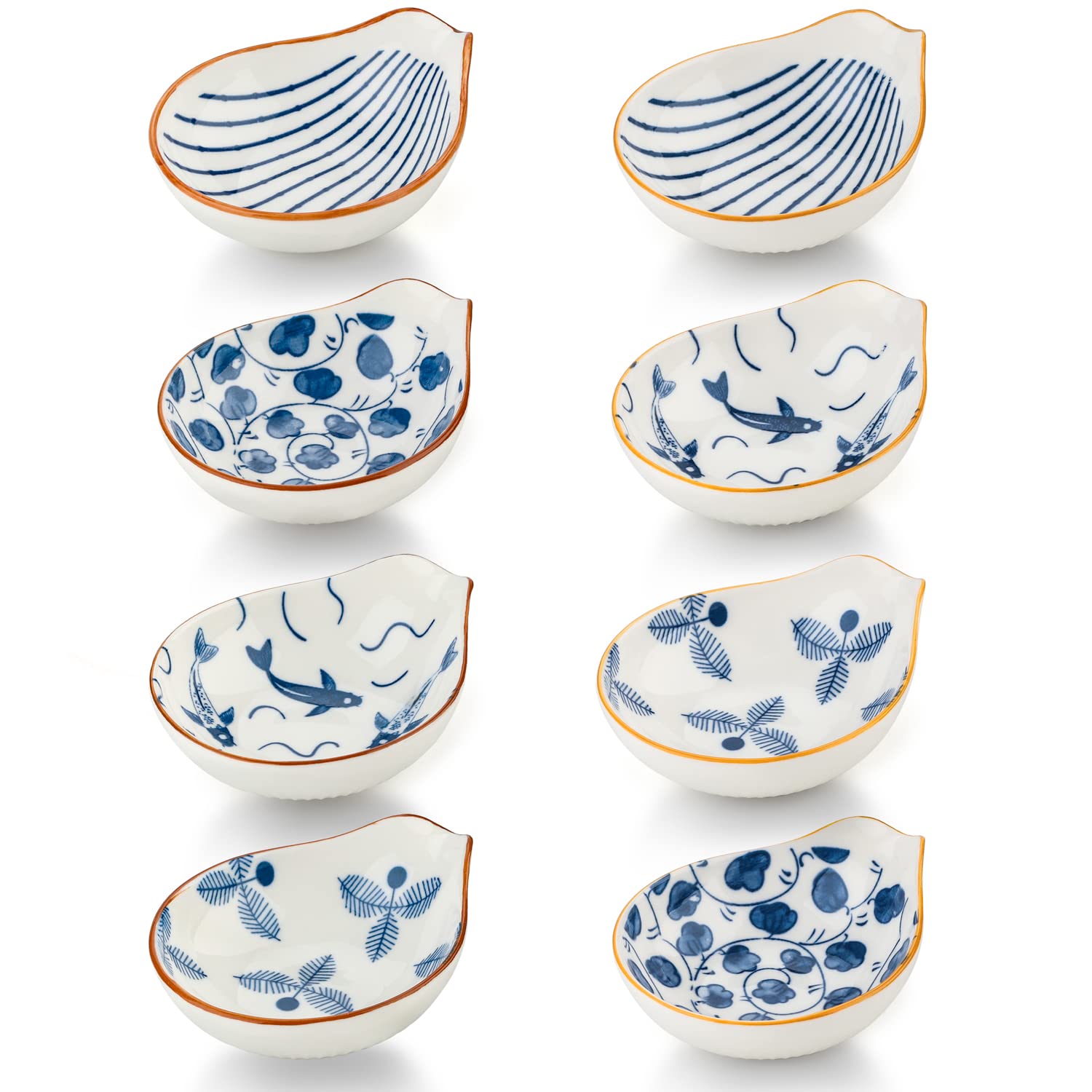 Evannt Dipping Sauce Bowls Ceramic Soy Sauce Dish Set of 8 Condiments Seasoning Dishes Side Dishes