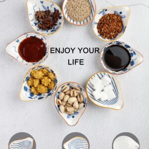 Evannt Dipping Sauce Bowls Ceramic Soy Sauce Dish Set of 8 Condiments Seasoning Dishes Side Dishes