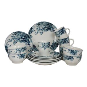 elama traditional blue and white 16 piece dinnerware set