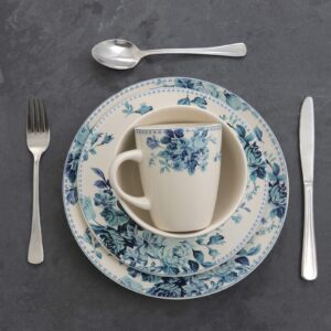 Elama Traditional Blue And White 16 Piece Dinnerware Set