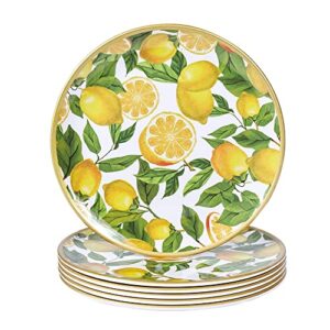 lechoo melamine dinner plates - 6pcs 8.5inch dessert plate for indoor and outdoor use,break-resistant,lemon…