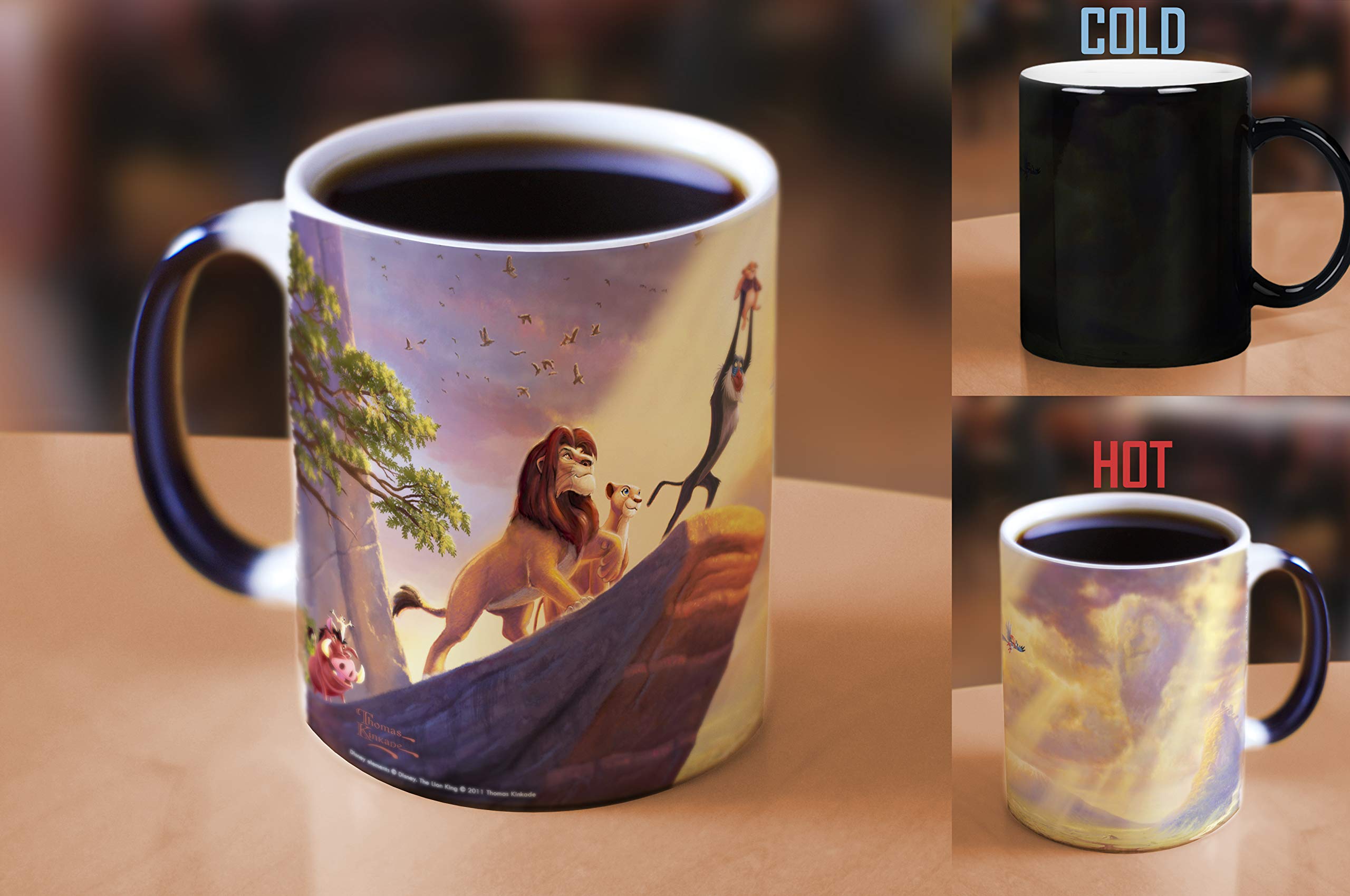 Morphing Mugs Disney - The Lion King - Presentation of Cub - Thomas Kinkade - One 11 oz Color Changing Heat Sensitive Ceramic Mug – Image Revealed When HOT Liquid Is Added!