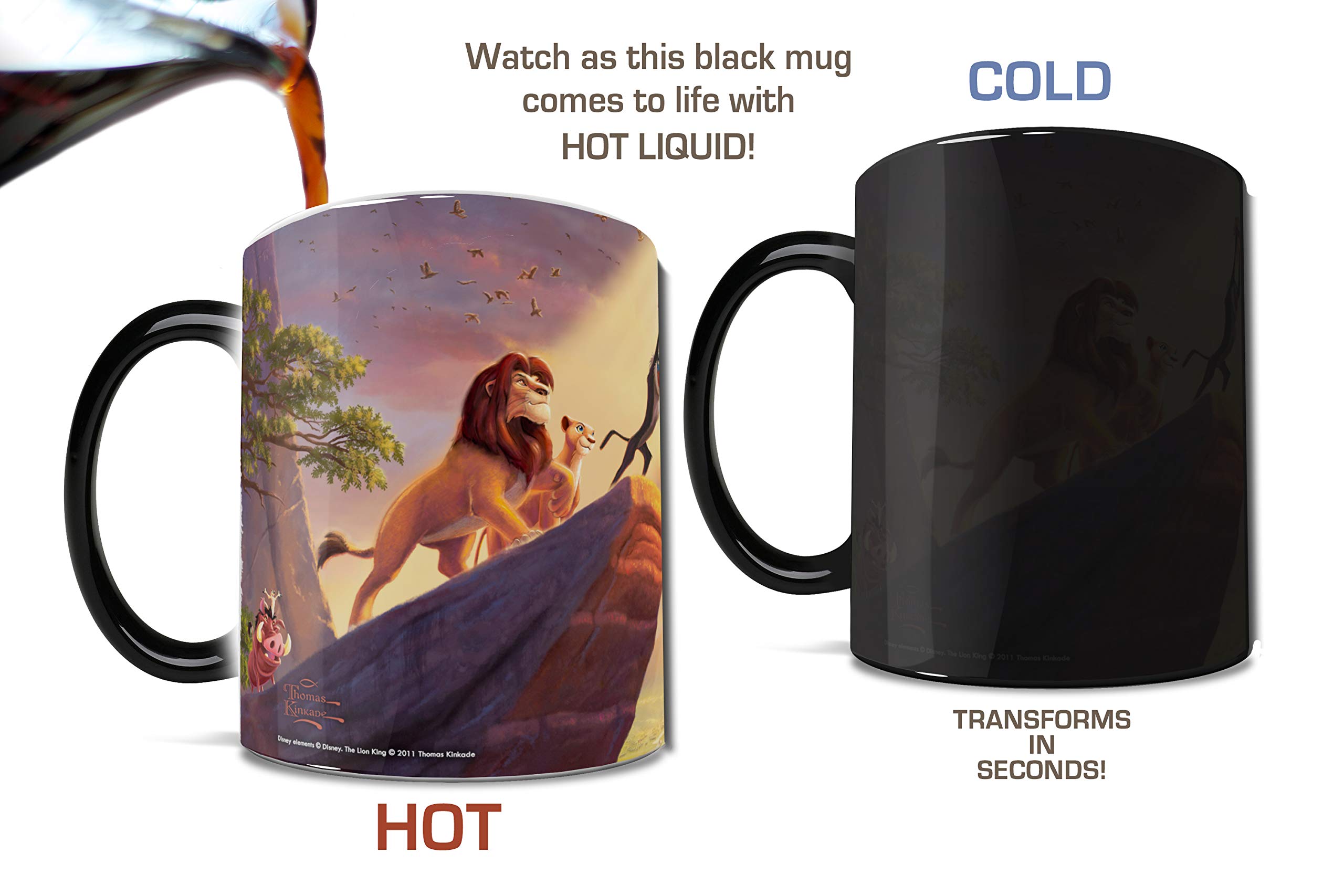 Morphing Mugs Disney - The Lion King - Presentation of Cub - Thomas Kinkade - One 11 oz Color Changing Heat Sensitive Ceramic Mug – Image Revealed When HOT Liquid Is Added!