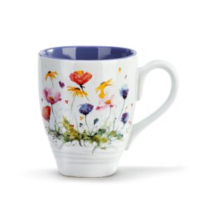 demdaco dean crouser wildflowers watercolor purple 16 ounce ceramic stoneware coffee mug