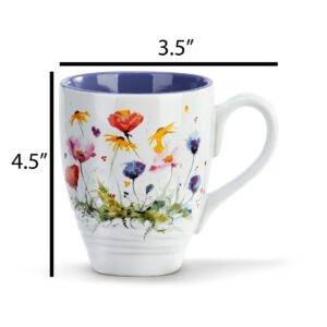 DEMDACO Dean Crouser Wildflowers Watercolor Purple 16 ounce Ceramic Stoneware Coffee Mug