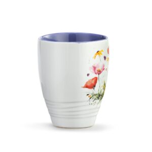 DEMDACO Dean Crouser Wildflowers Watercolor Purple 16 ounce Ceramic Stoneware Coffee Mug