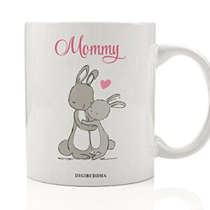 Digibuddha Cute Bunny Mommy Coffee Mug Baby Shower Idea Adorable Rabbit Mom & Child Mother's Day Pregnancy Mother Son Daughter Newborn Baby Christmas 11oz Ceramic Tea Cup DM0231_2