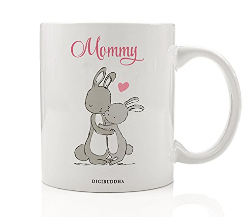 Digibuddha Cute Bunny Mommy Coffee Mug Baby Shower Idea Adorable Rabbit Mom & Child Mother's Day Pregnancy Mother Son Daughter Newborn Baby Christmas 11oz Ceramic Tea Cup DM0231_2