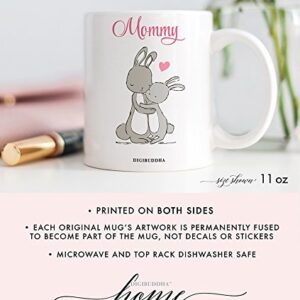 Digibuddha Cute Bunny Mommy Coffee Mug Baby Shower Idea Adorable Rabbit Mom & Child Mother's Day Pregnancy Mother Son Daughter Newborn Baby Christmas 11oz Ceramic Tea Cup DM0231_2