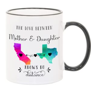 cupology mother daughter long distance state mug, mothers day, going away gift, state outlines, together forever