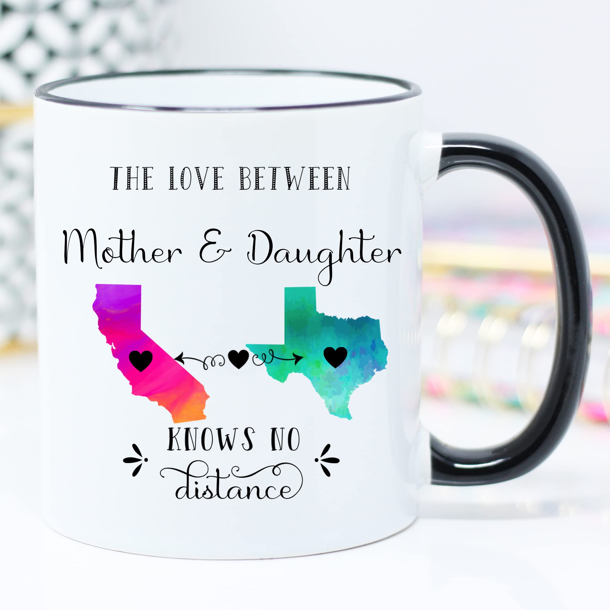 Cupology Mother Daughter Long Distance State Mug, Mothers Day, Going Away gift, State outlines, together forever